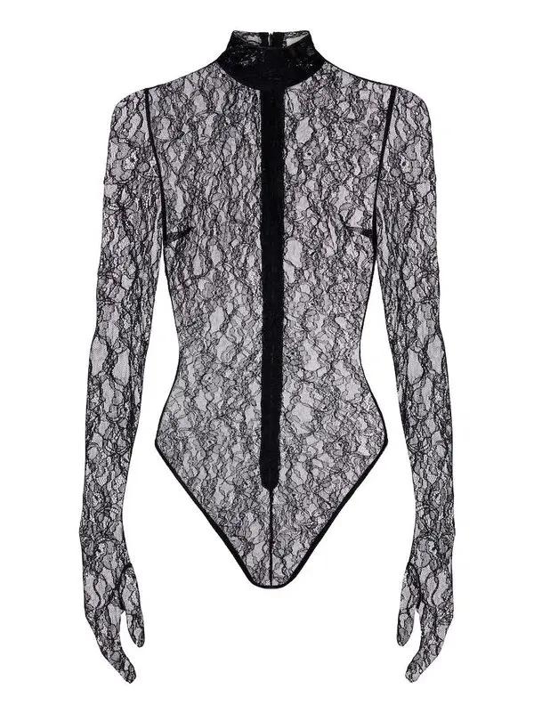 THE NEW ARRIVALS ILKYAZ OZEL Deya Lace Bodysuit - Black