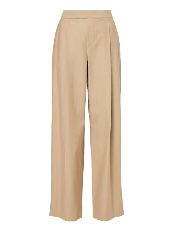 Vince Cotton And Wool Wide-leg Trousers - Beige
