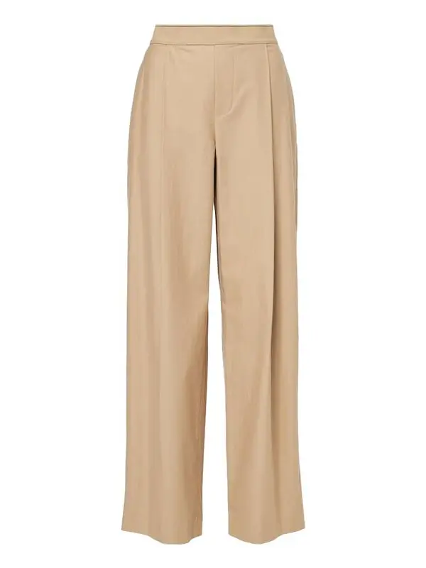 Vince Cotton And Wool Wide-leg Trousers - Beige