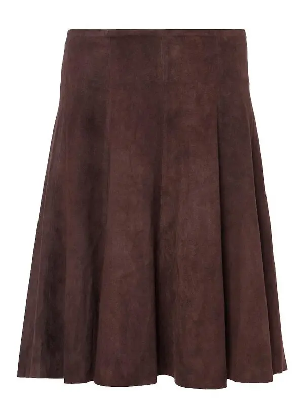 Stouls Rosalba Suede Midi Skirt - Brown