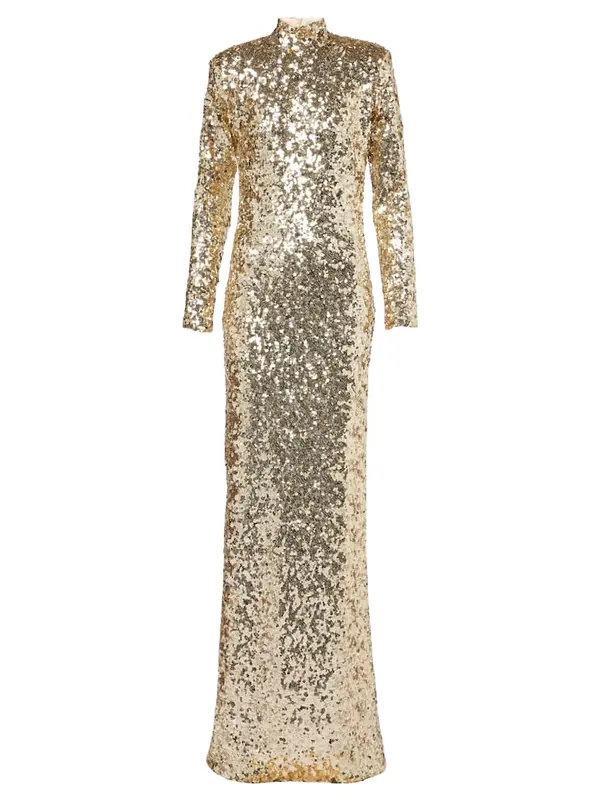THE NEW ARRIVALS ILKYAZ OZEL Catroux Sequined Gown - Gold