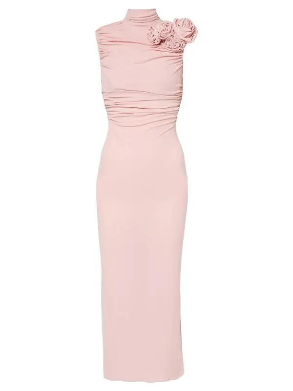Magda Butrym Ruched Silk-blend Midi Dress - Pink