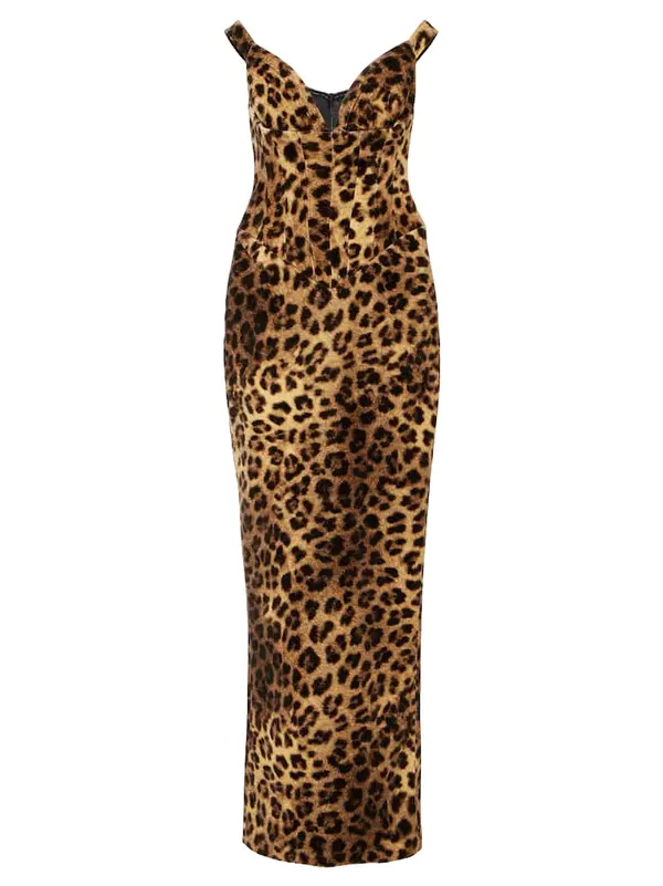 THE NEW ARRIVALS ILKYAZ OZEL Shakti Leopard-print Corset Dress - Brown