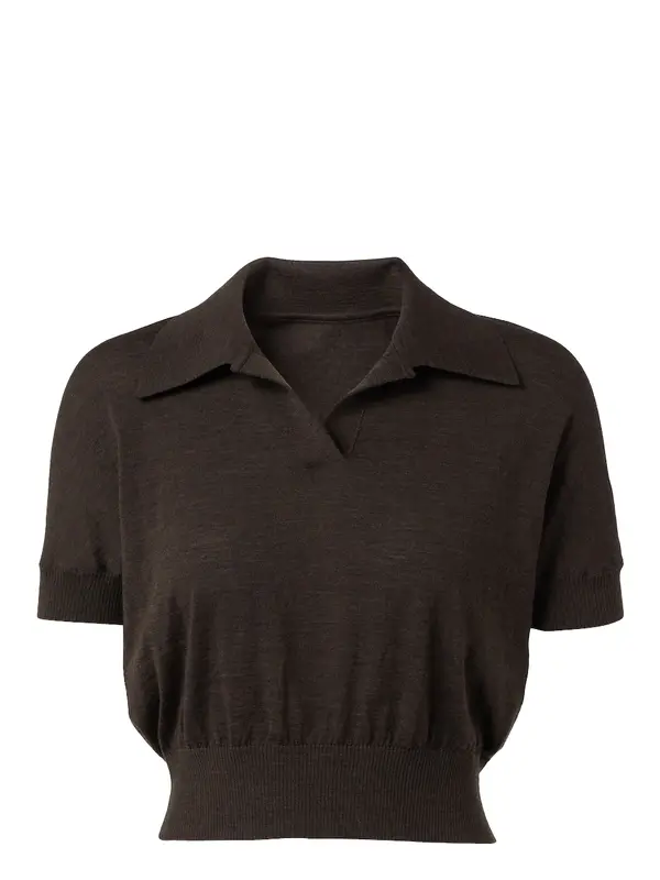 Khaite Morgane Wool-blend Polo Shirt - Brown