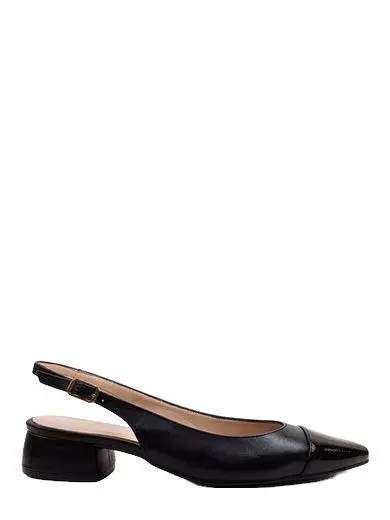 MENINA STEP Berta Slingback With Patent Toe - Black