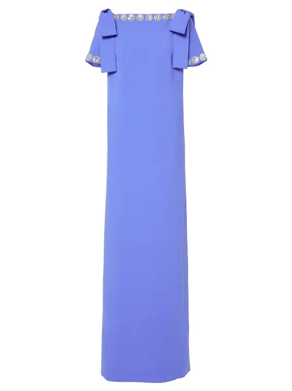 Carolina Herrera Bow-detail Crepe Gown - Blue