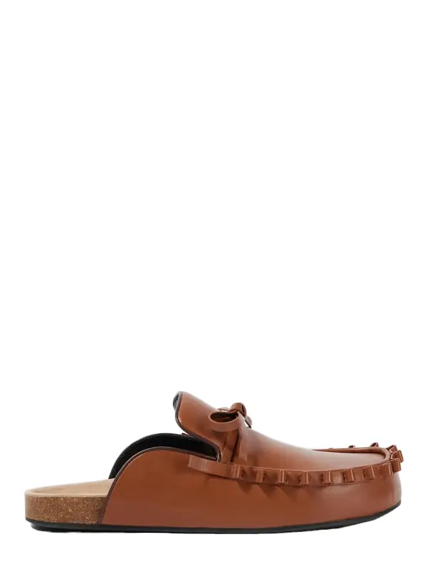 JW Anderson Ruffled Leather Mules - Brown