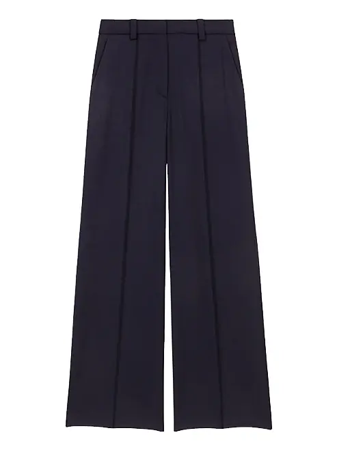 Maje Pin-tuck Pleat Straight-leg Trousers - Bleus