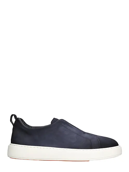 Santoni Suede Trainers - Navy
