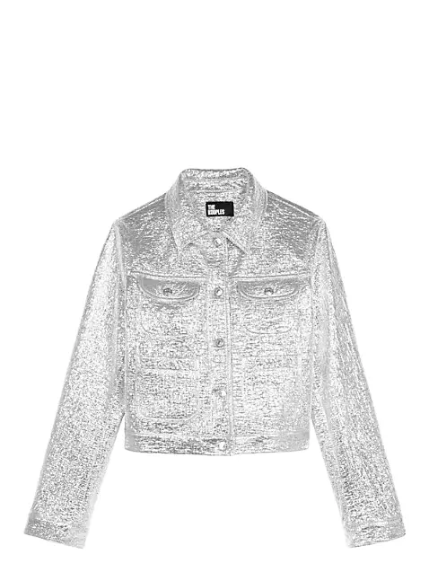 The Kooples Patch-pocket Metallic Jacket - Silver