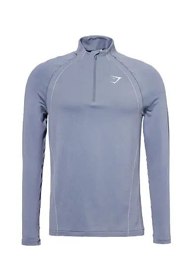 GYMSHARK Apex Seamless 1/4 Zip Stretch-woven Top - Gs Iron Blue/gs Cool Blu