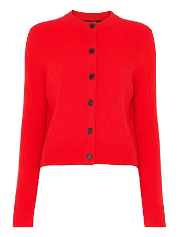 Whistles Jasmine Ribbed Knitted Cardigan - Red