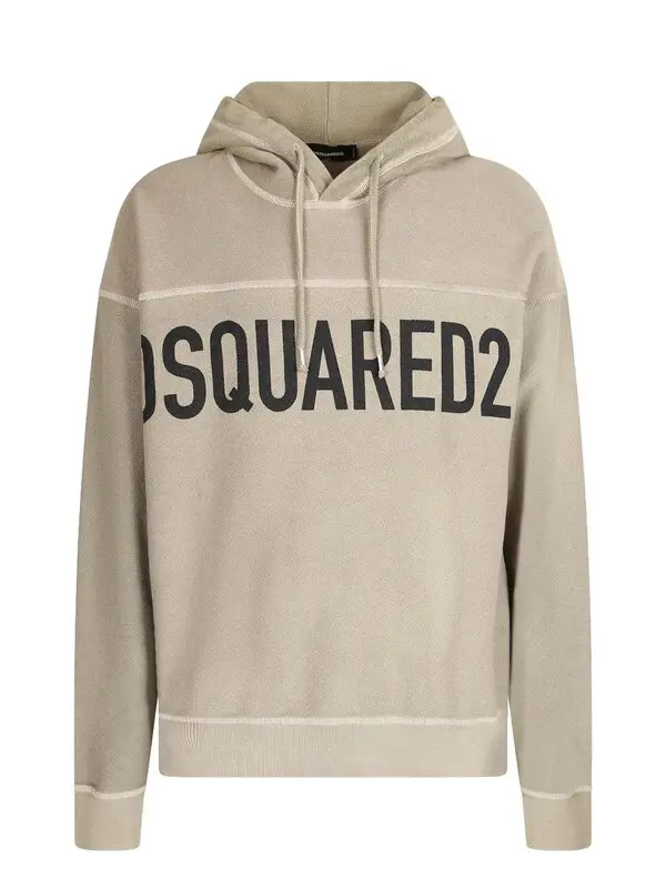 Dsquared2 Cotton Sweatshirt With Hood And Front Print - Grey
