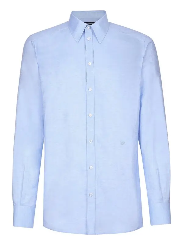 Dolce & Gabbana Cotton And Linen Martini-fit Shirt - Purple