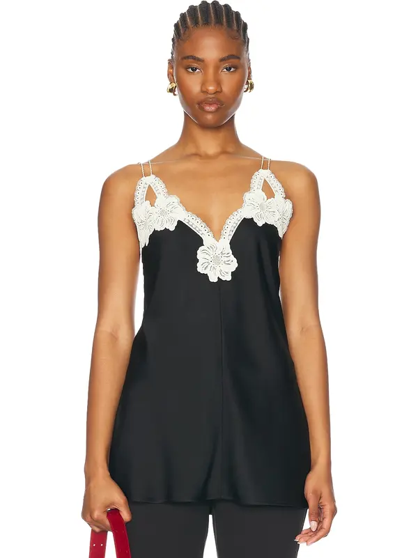 JIL SANDER Sleeveless Top With Lace Detailing - Black