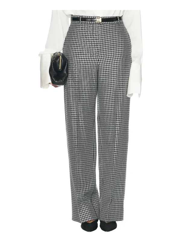 Stella McCartney Checked Loose Pant - Cream & Black
