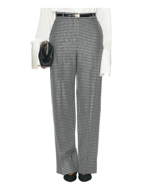 Stella McCartney Checked Loose Pant - Cream & Black