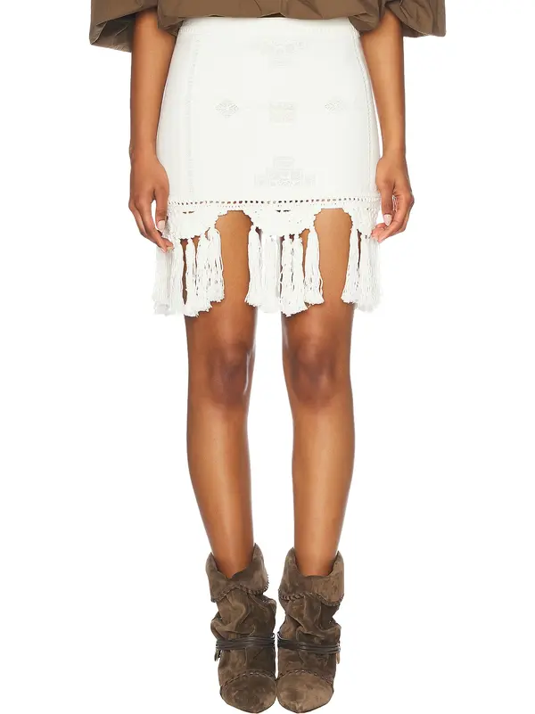 Isabel Marant Sandra Fringe Hem Skirt - White