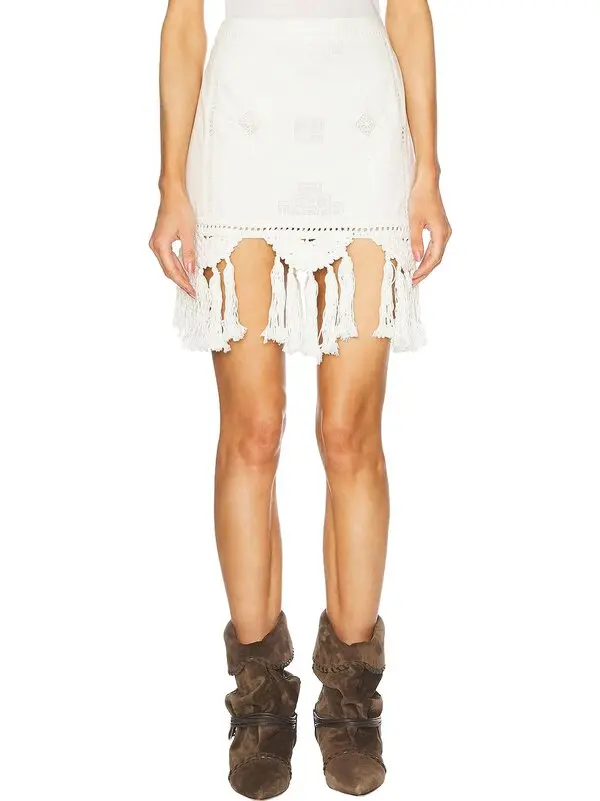 Isabel Marant Sandra Fringe Hem Skirt - White
