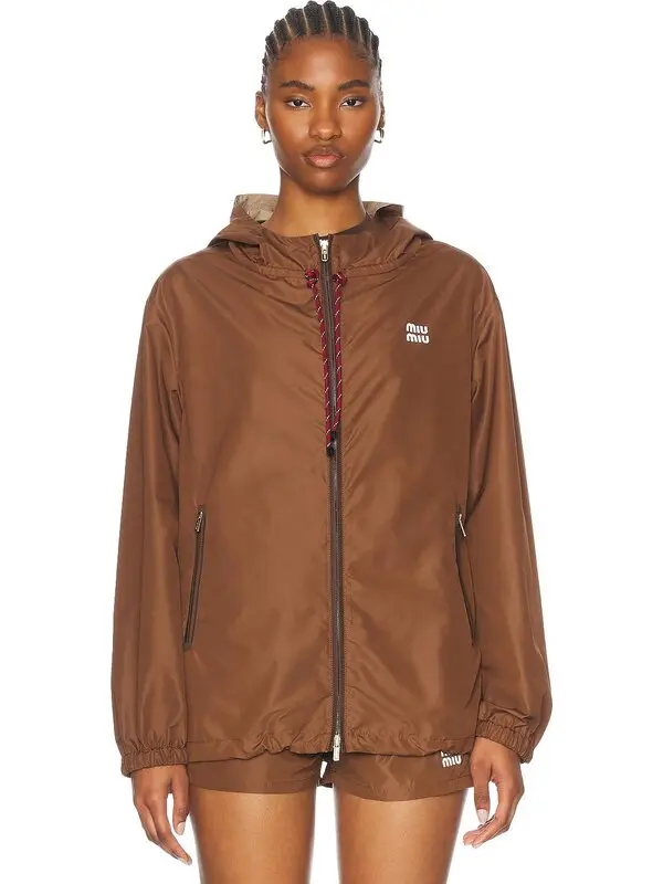 Miu Miu Lightweight Ripstop Rain Jacket - Cacao