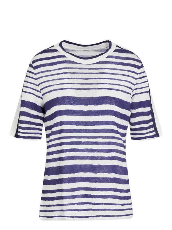 Zimmermann Striped Linen-jersey T-shirt - Navy