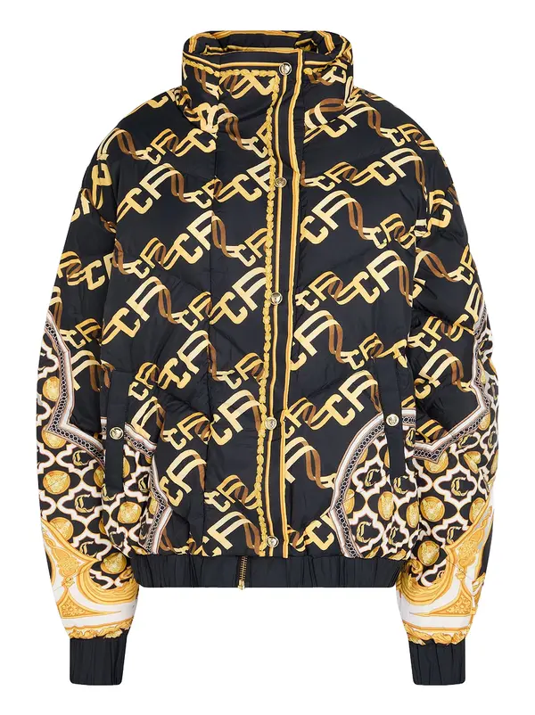 Camilla Printed Quilted Down Jacket - Black