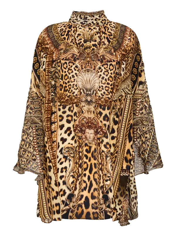 Camilla Embellished Printed Silk-chiffon Blouse - Animal Print