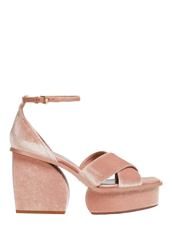 Zimmermann Velvet Platform Sandals - Antique Rose