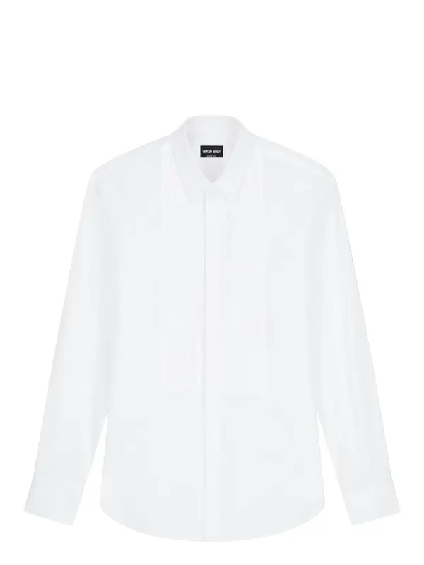 Giorgio Armani Cotton Tuxedo Shirt With Pleated Detail - White