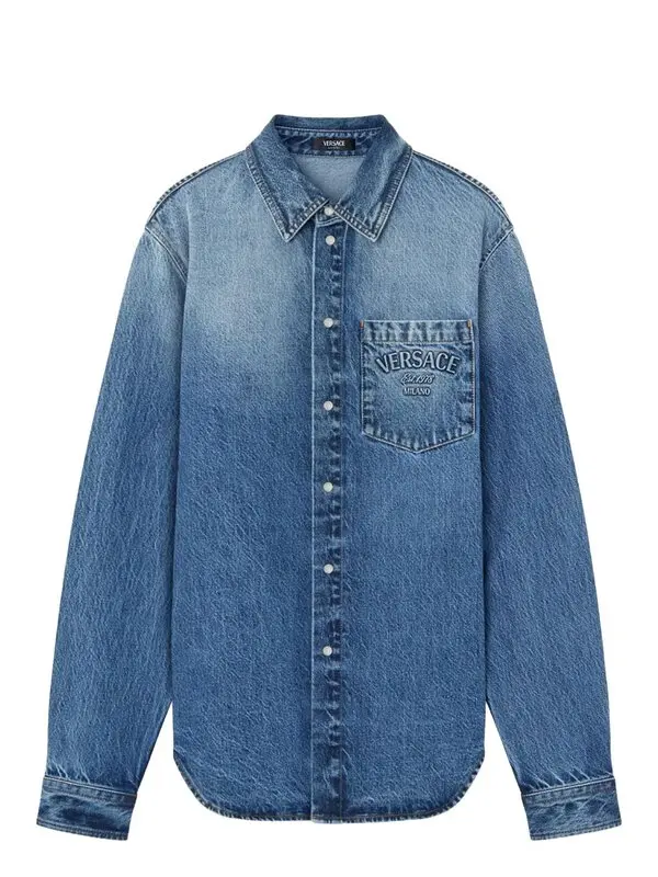 Versace Milano Stamp Denim Shirt - Blue