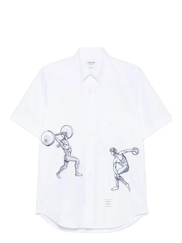 Thom Browne Embroidered Cotton Shirt - White