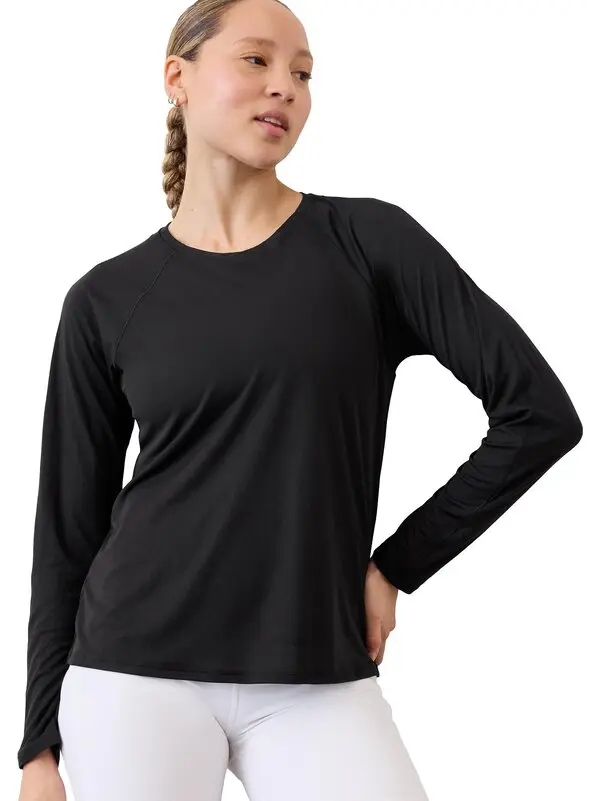 Athleta Grid Knit Relaxed Top - Black