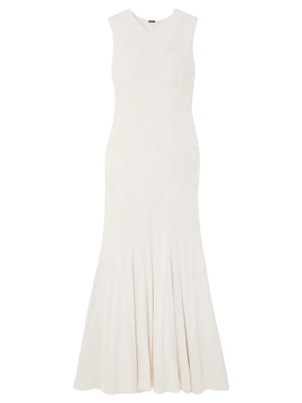 Adam Lippes Vivian Ribbed Silk Maxi Dress - Ivory