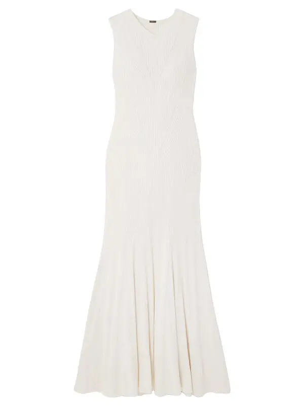 Adam Lippes Vivian Ribbed Silk Maxi Dress - Neutrals