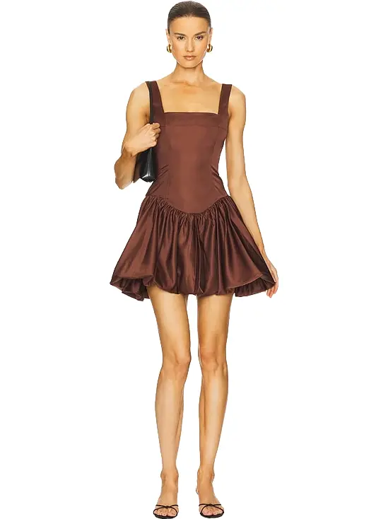 WeWoreWhat Bubble Skirt Corset Mini Dress - Chocolate