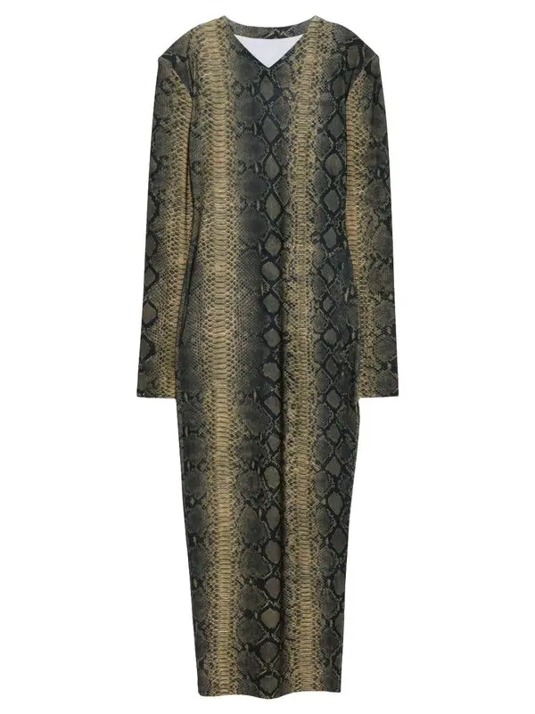 Norma Kamali Snake-print Maxi Dress - Green