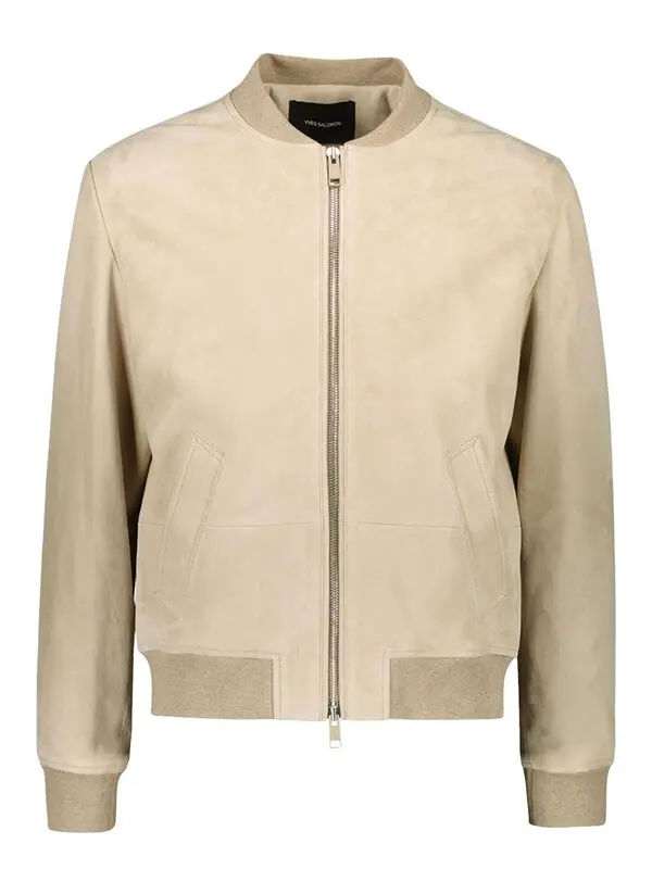 YVES SALOMON Suede Varsity Jacket - Neutrals