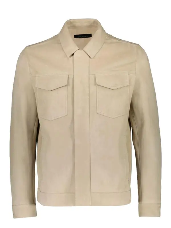 YVES SALOMON Velour Leather Jacket - Neutrals