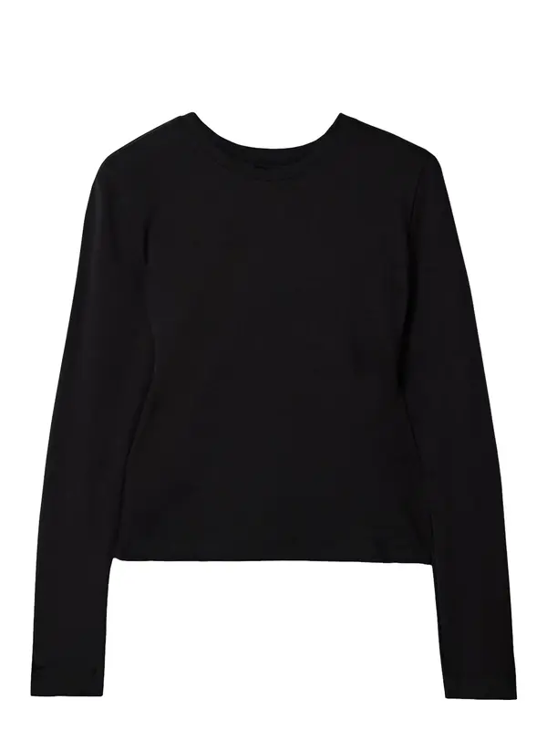 THE PARK Heather Stretch-tencel Lyocell T-shirt - Black