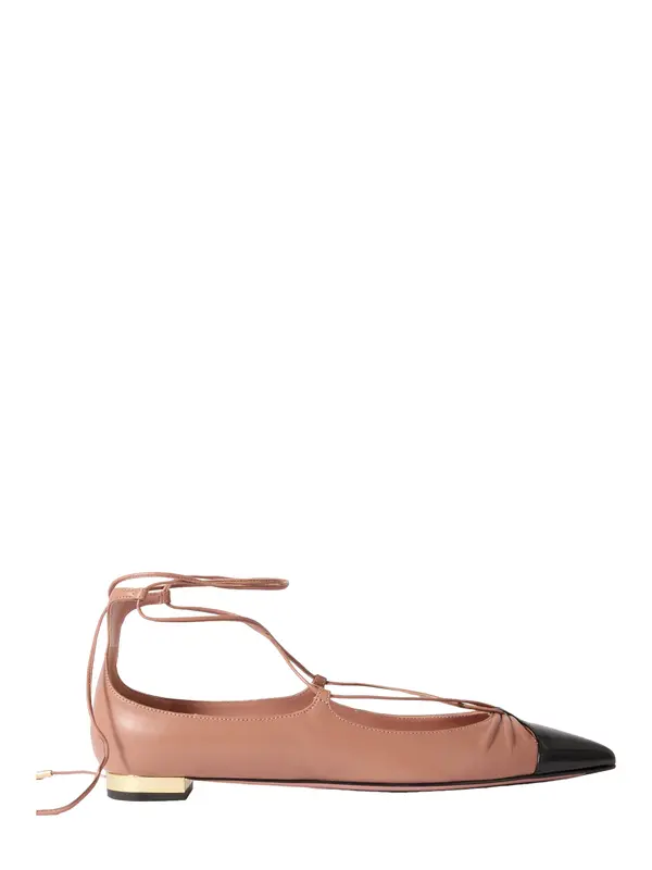 AQUAZZURA Gabi Leather Point-toe Flats - Pink