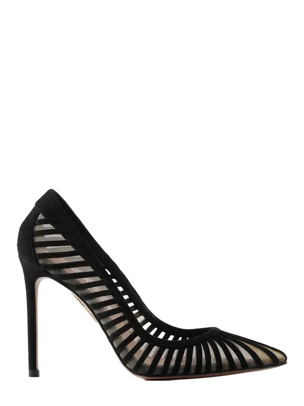 AQUAZZURA Passions 105 Tulle And Suede Pumps - Black