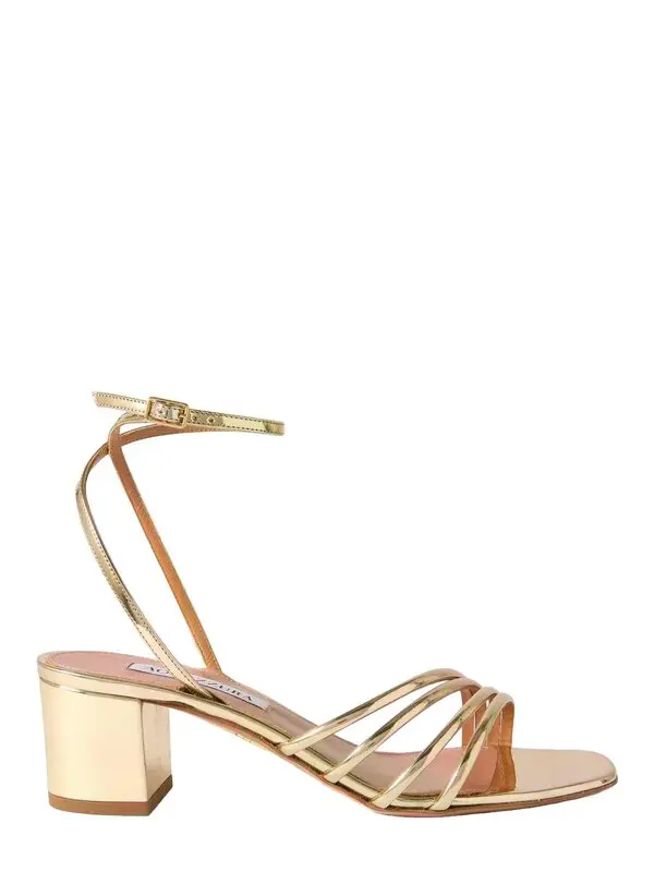 AQUAZZURA Latour 50mm Metallic Leather Sandals - Gold