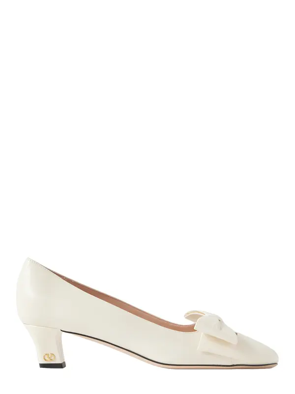Valentino Garavani Bowow 45 Leather Pumps - Ivory