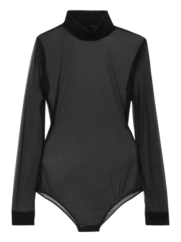 MAISON MARGIELA Chiffon Turtleneck Bodysuit - Black