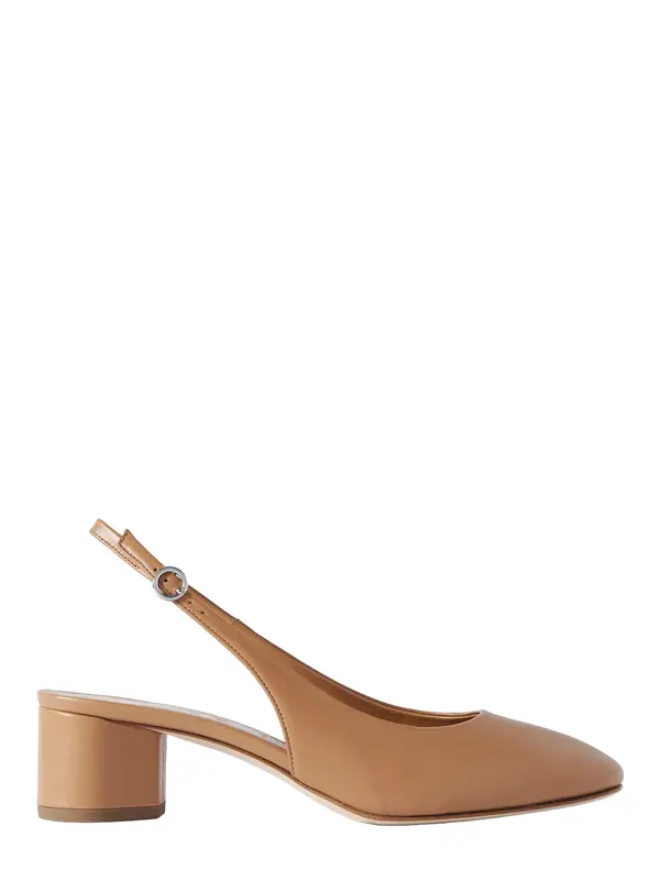 AeydĒ Romy Leather Slingback Pumps - Brown