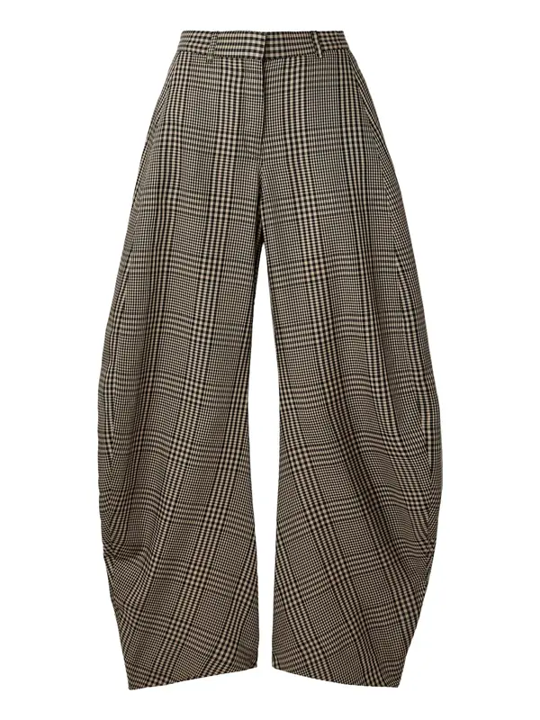 Acne Studios Checked Woven Barrel-leg Trousers - Brown