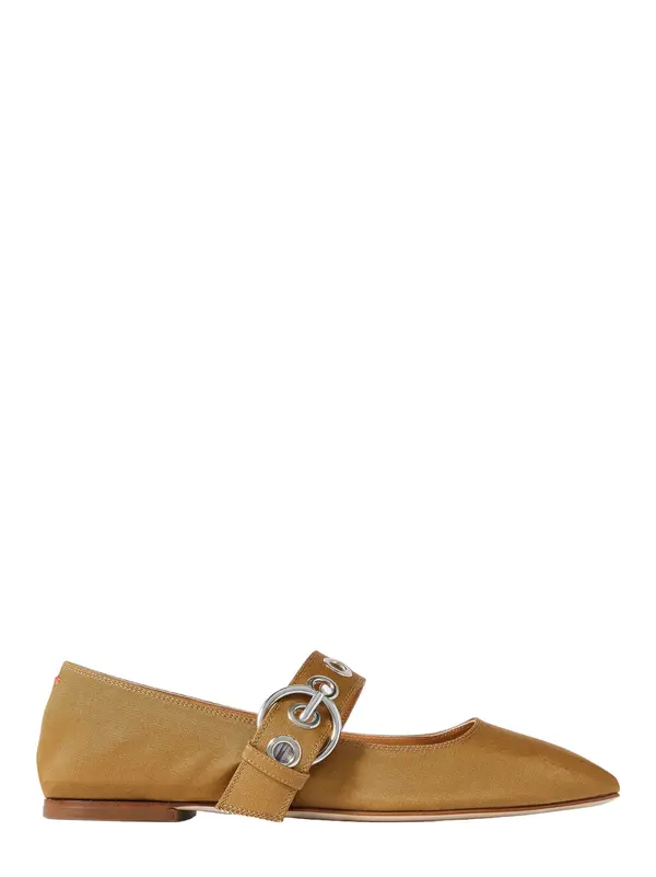 AeydĒ Uma Embellished Grosgrain Mary Jane Flats - Brown