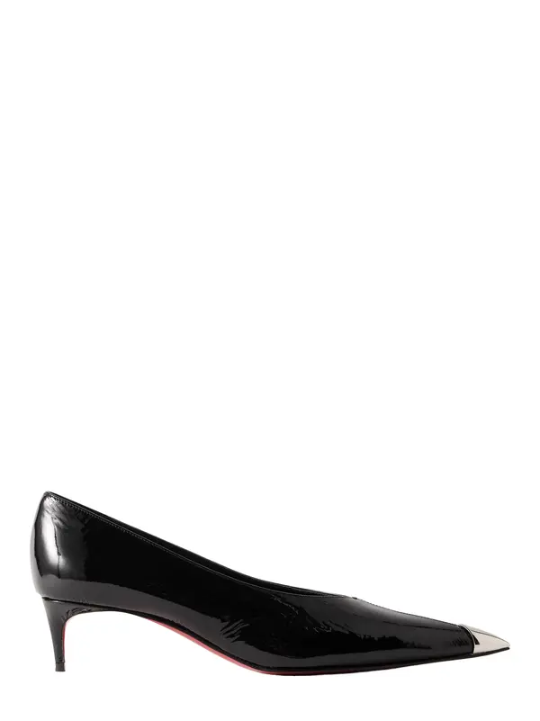 CHRISTIAN LOUBOUTIN Katissima 45 Embellished Patent-leather Point-toe Pumps - Black