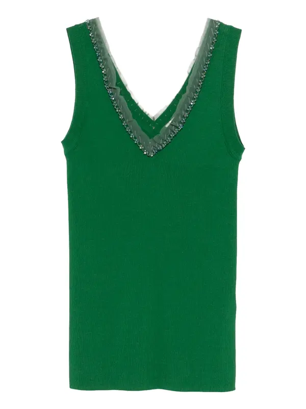 P.a.r.o.s.h Bead-embellished Tank Top - Green