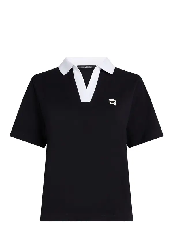 Karl Lagerfeld Logo-patch Polo Top - Black